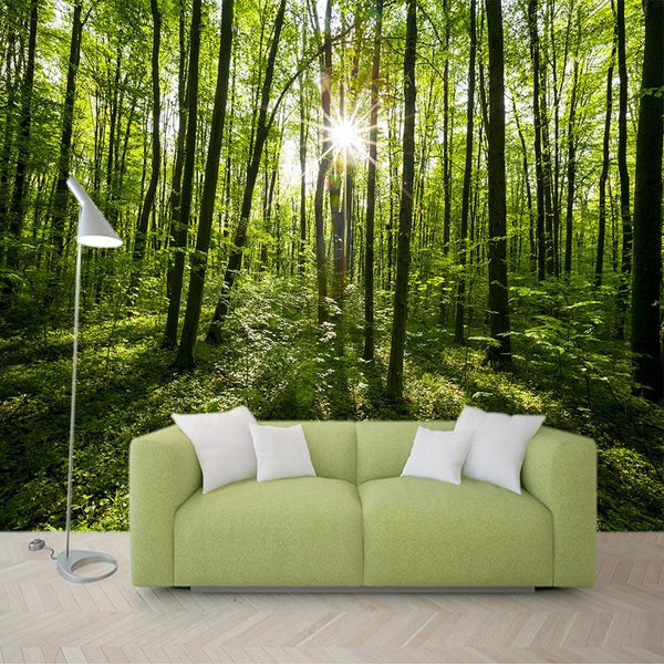 Beautiful Landscape Green Forest Wallpaper Mural, Custom Sizes Availab ...