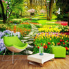 Beautiful Spring Flower Garden with Stone Pathway Wallpaper Mural, Cus ...