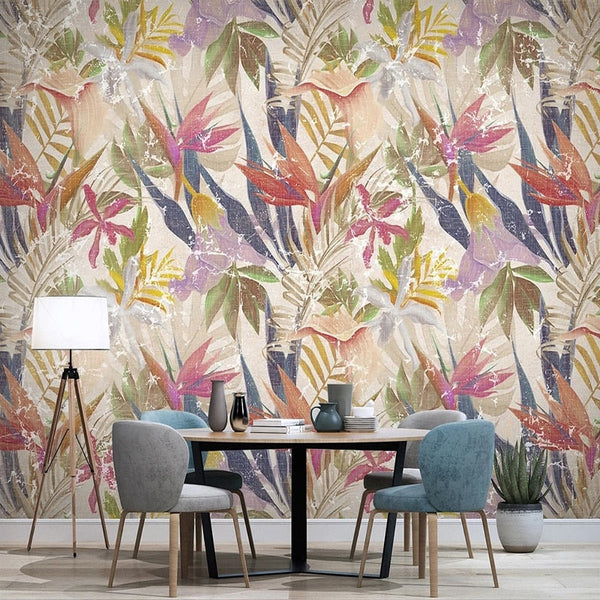 Colorful Tropical Plants Wallpaper Mural, Custom Sizes Available ...