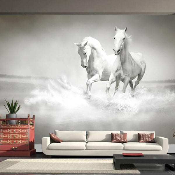 Running White Horses Wallpaper Mural, Custom Sizes Available – Maughon's
