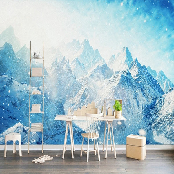 Snow Covered Huge Mountains Wallpaper Mural, Custom Sizes Available ...